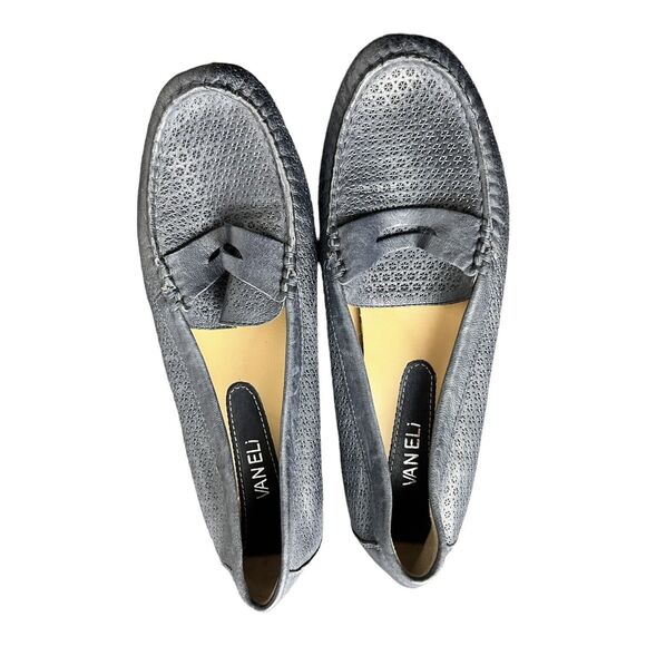 Vaneli | Shoes | Vaneli Blue Leather Slip On Loafers Womens D | Poshmark